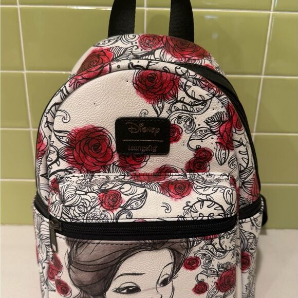 Loungefly | Bags | Rare Disney X Loungefly Sketched Belle Roses Mini ...
